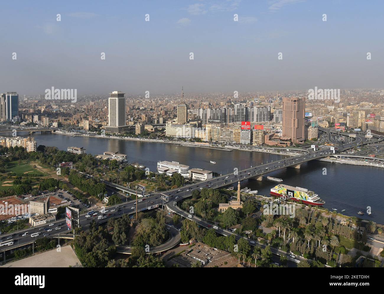 View from the Cairo Tower, tallest structure in Egypt and North Africa ...