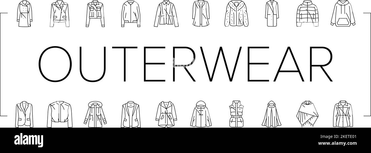 outerwear female clothes girl icons set vector Stock Vector Image & Art ...