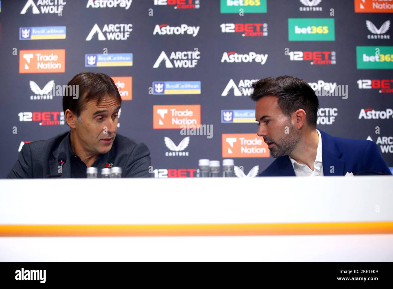 Wolverhampton Wanderers manager Julen Lopetegui (left) and Edu Rubio ...