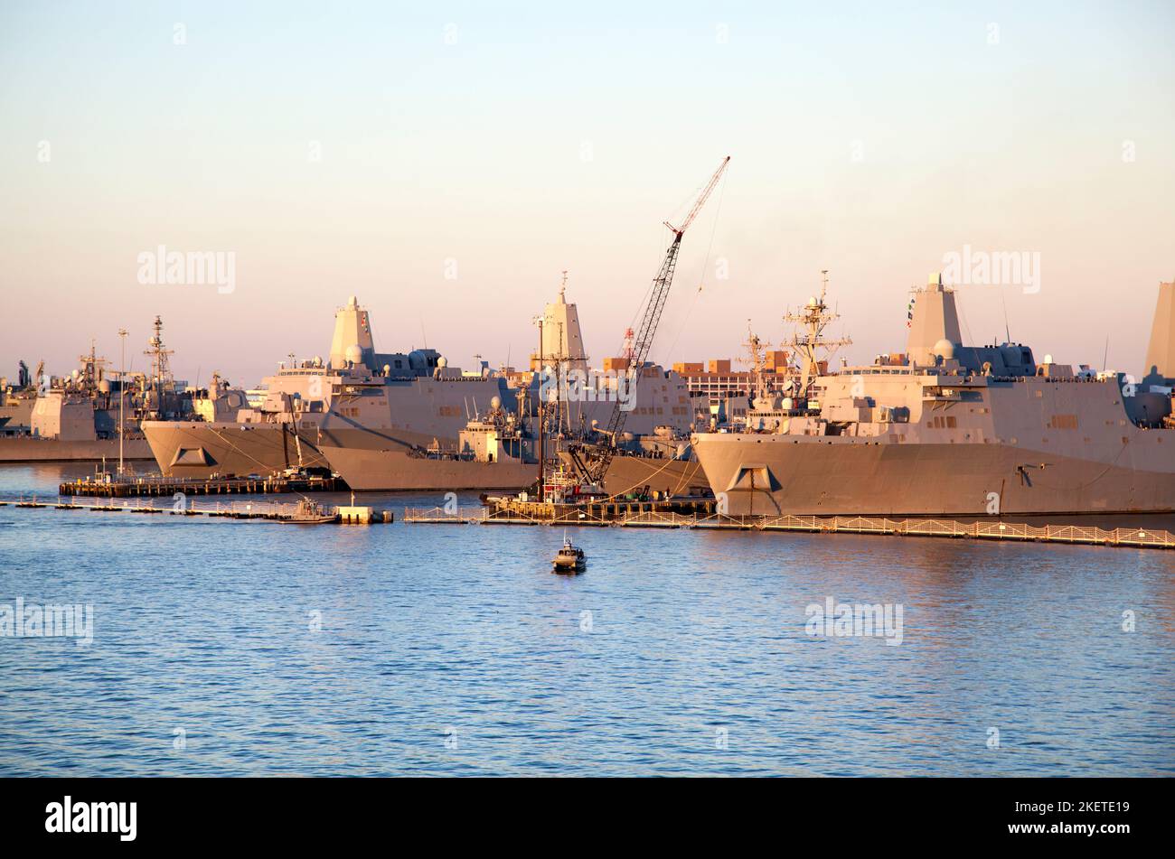 The row of navy ships in a military base outside Norfolk city, the ...