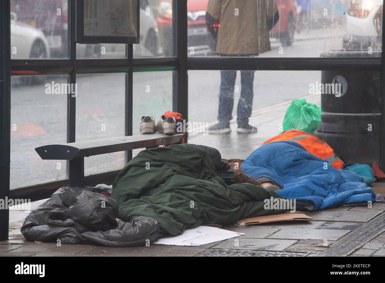 Homeless bus shelter hi-res stock photography and images - Alamy