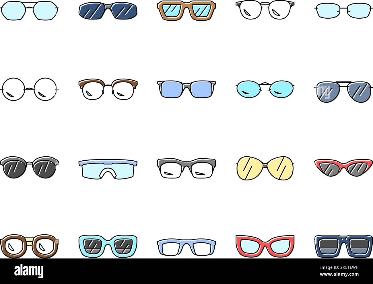 glasses optical style frame icons set vector Stock Vector Image & Art ...