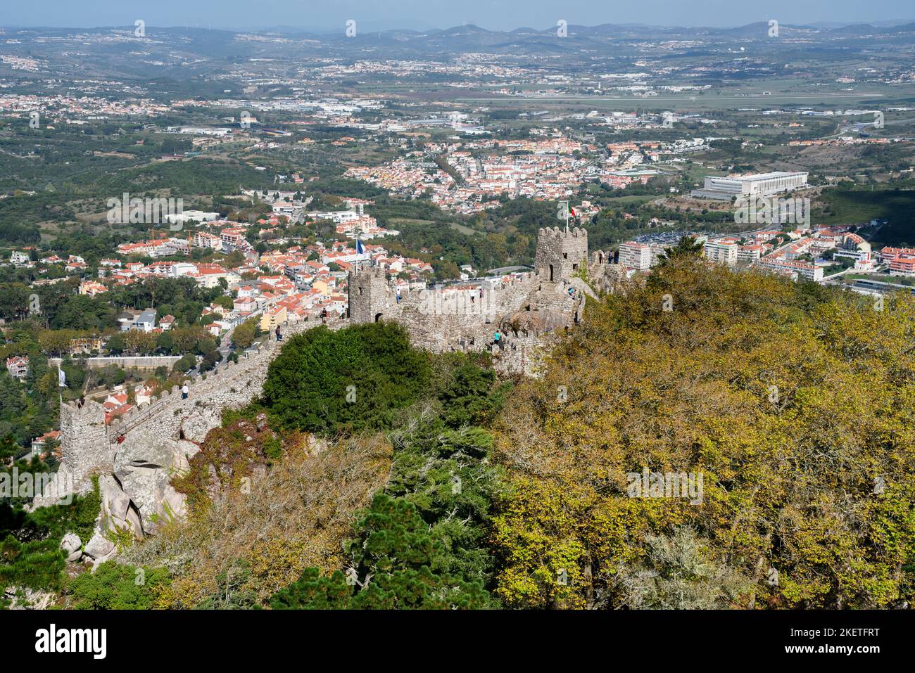 The 10th century Moorish Castle of the Moors (Castelo dos Mouros) above ...