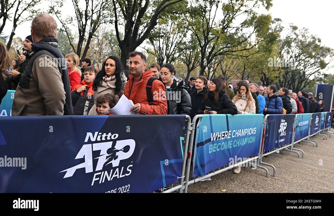November 14, 2022, Torino: People queuing to enter the Pala Alpitour ...