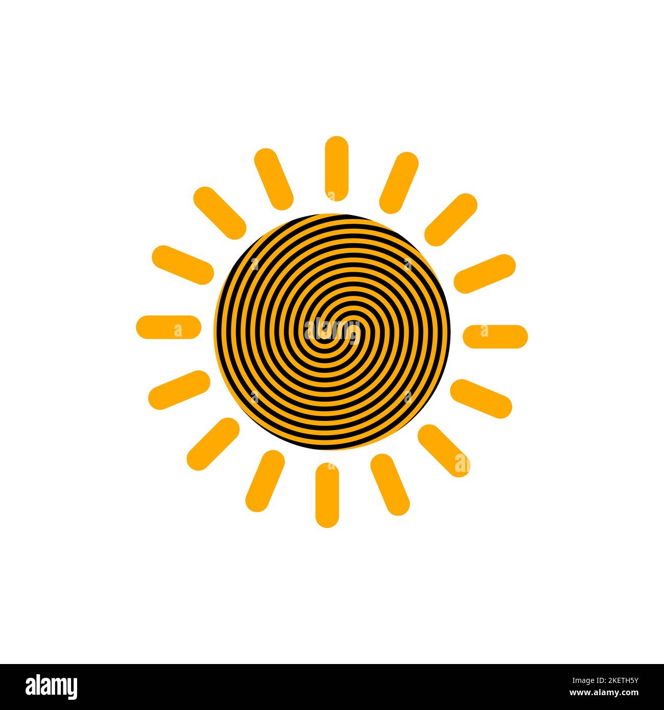 Fiingerprint icons in shape of sun, protection and protection symbol ...
