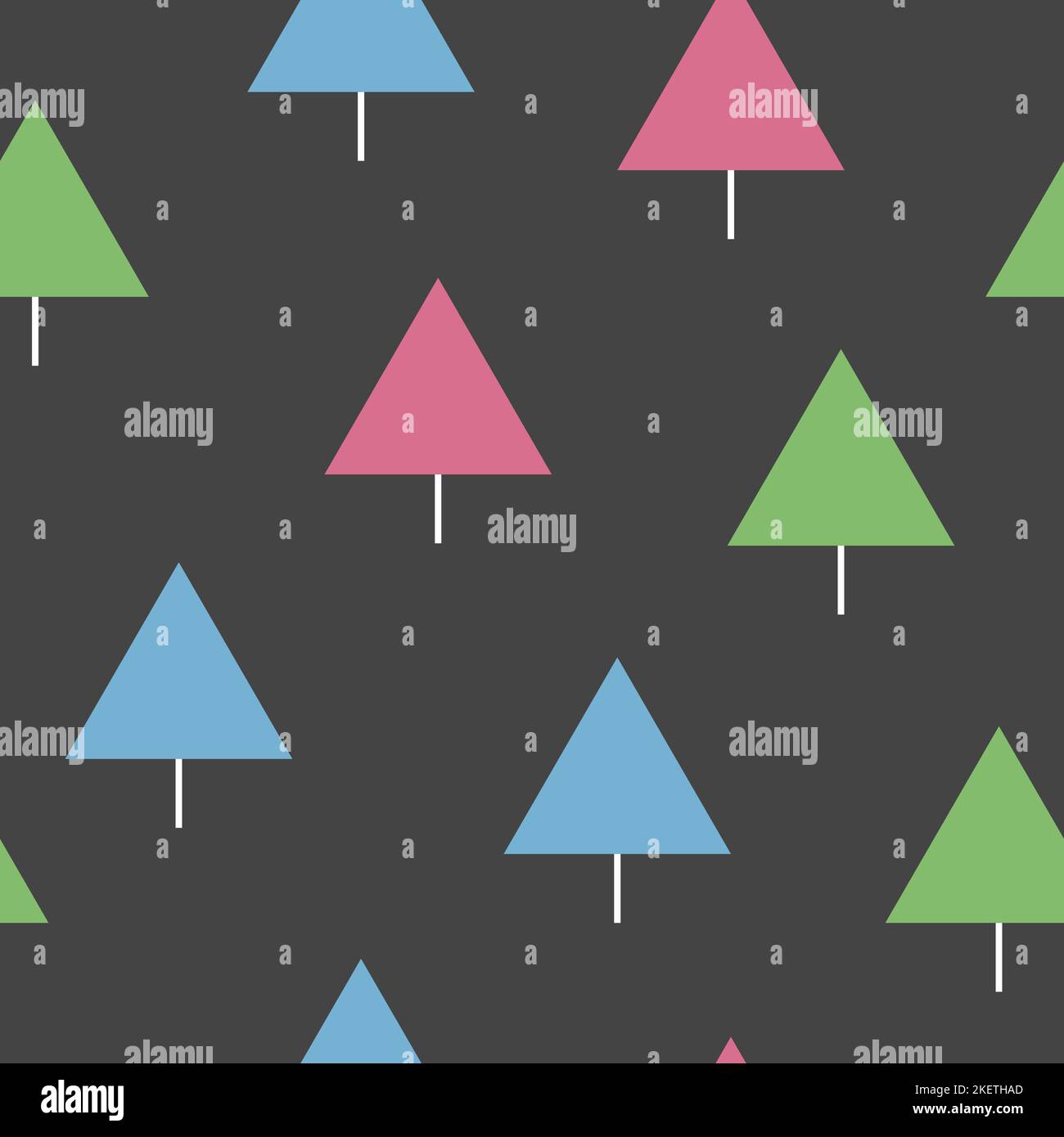 Christmas tree seamless pattern with triangles. Forest background ...