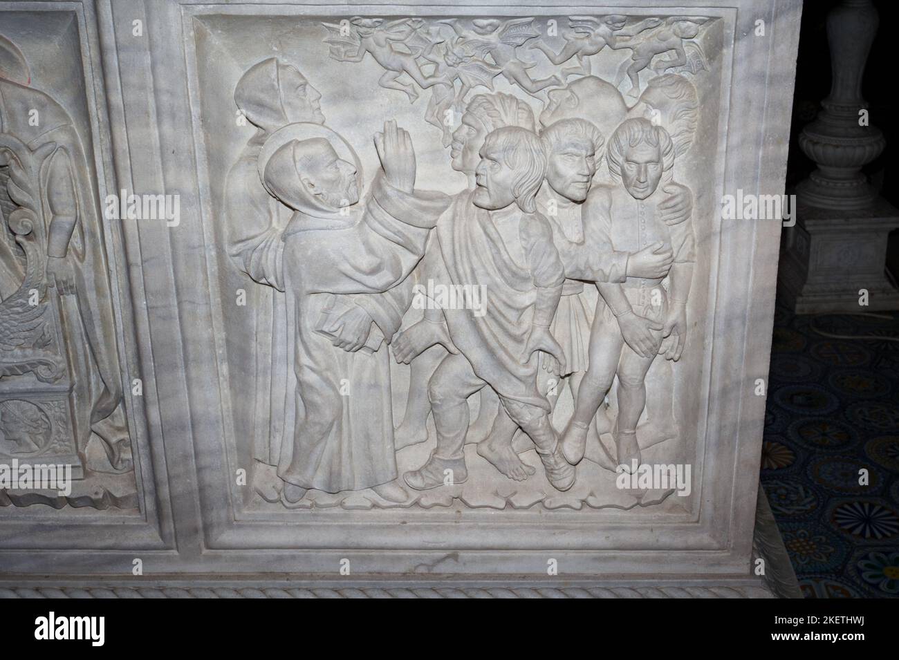 St.Columbanus delivers the possessed - Sarcophagus of St. Columbanus (by Giovanni dei Patriarchi ...