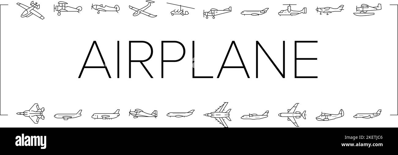 airplane aircraft plane travel icons set vector Stock Vector Image ...