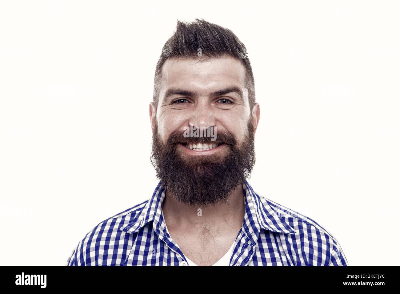 Bearded man smiling. Hipster with mustache and beard happy face ...