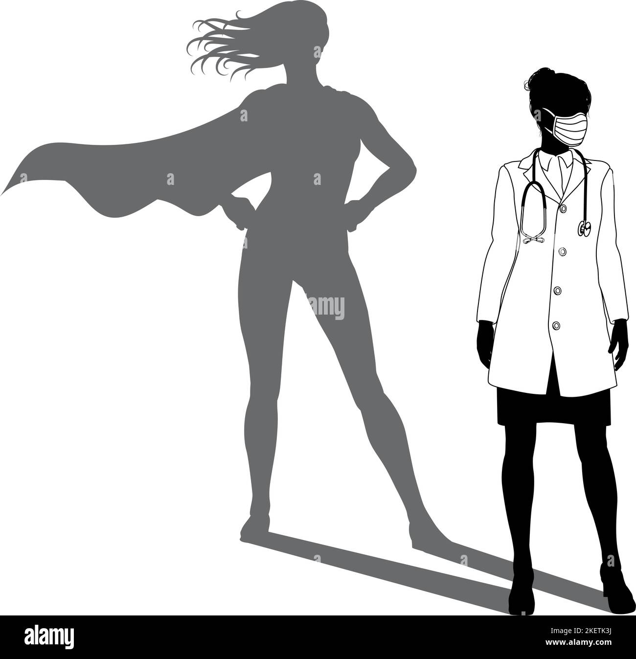 Superhero Doctor With Super Hero Shadow Silhouette Stock Vector Image ...