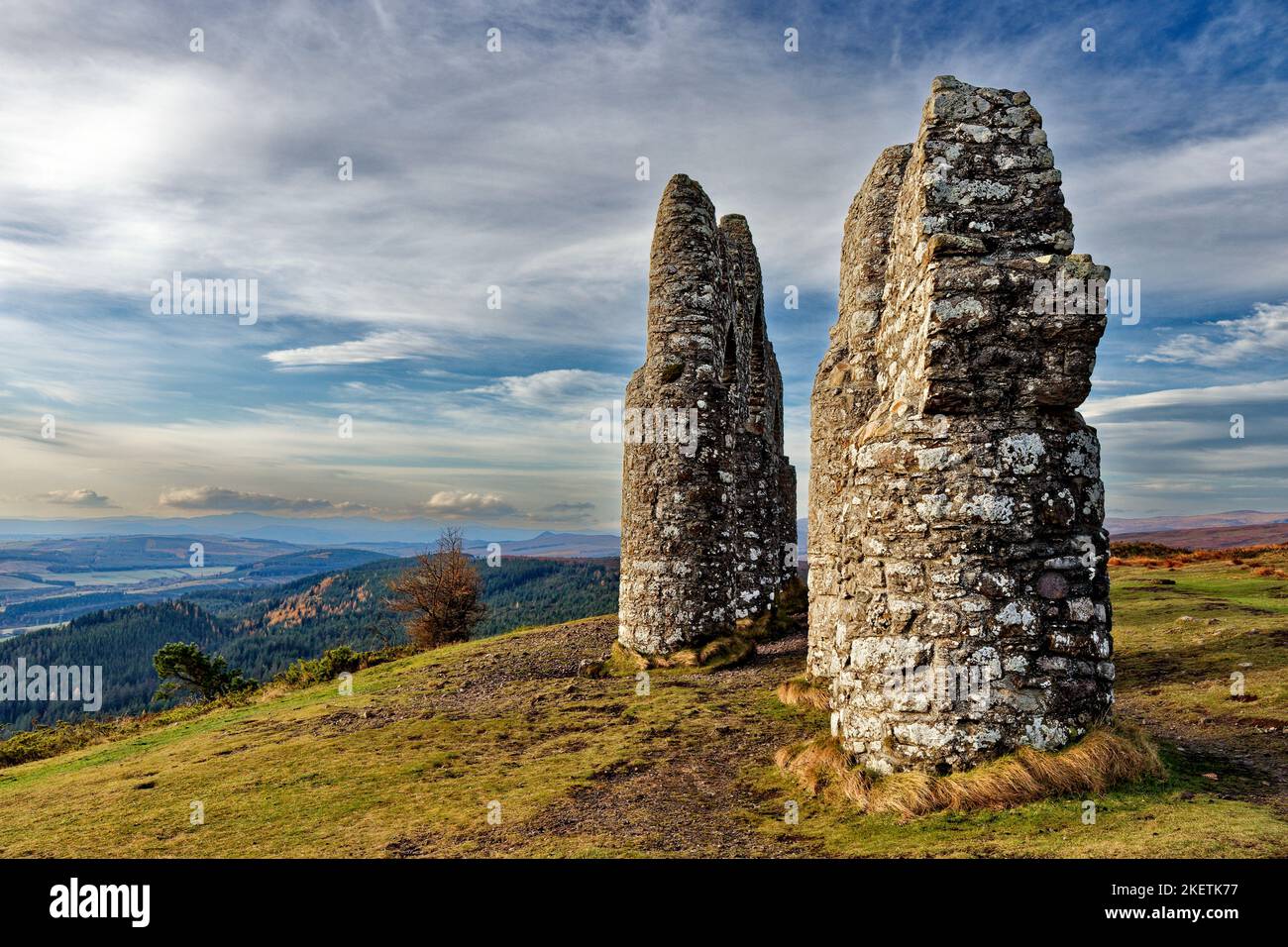Fyrish Monument Alness Scotland two pillars of the structure in autumn ...