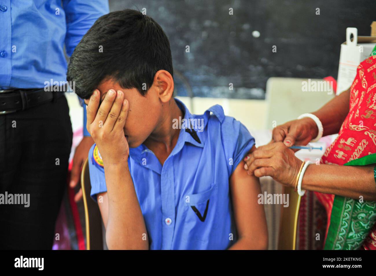 Non Exclusive: Nov 13 2022 Sylhet, Bangladesh: A child receives the ...