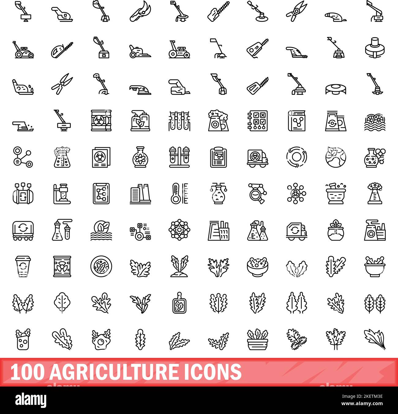 100 agriculture icons set. Outline illustration of 100 agriculture ...