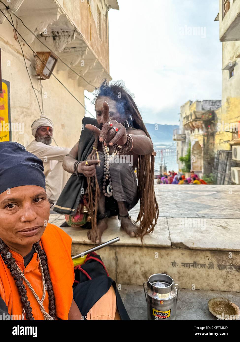 Pushkar, Rajasthan, India - November 2022: Portrait of an old sadhu ...