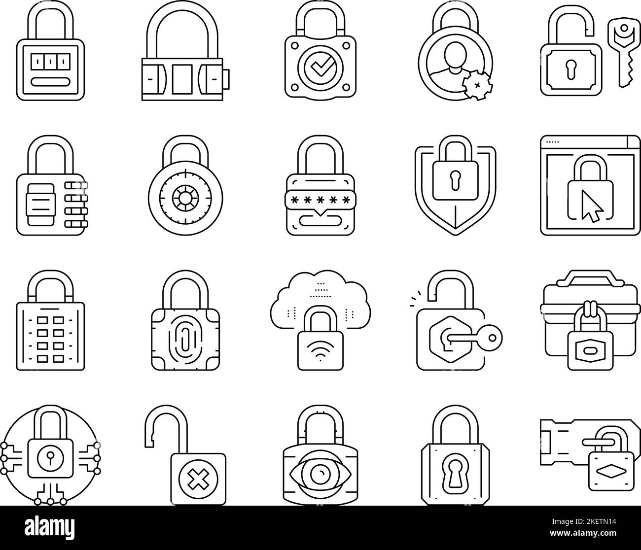 Open and closed padlock icons lock Black and White Stock Photos ...