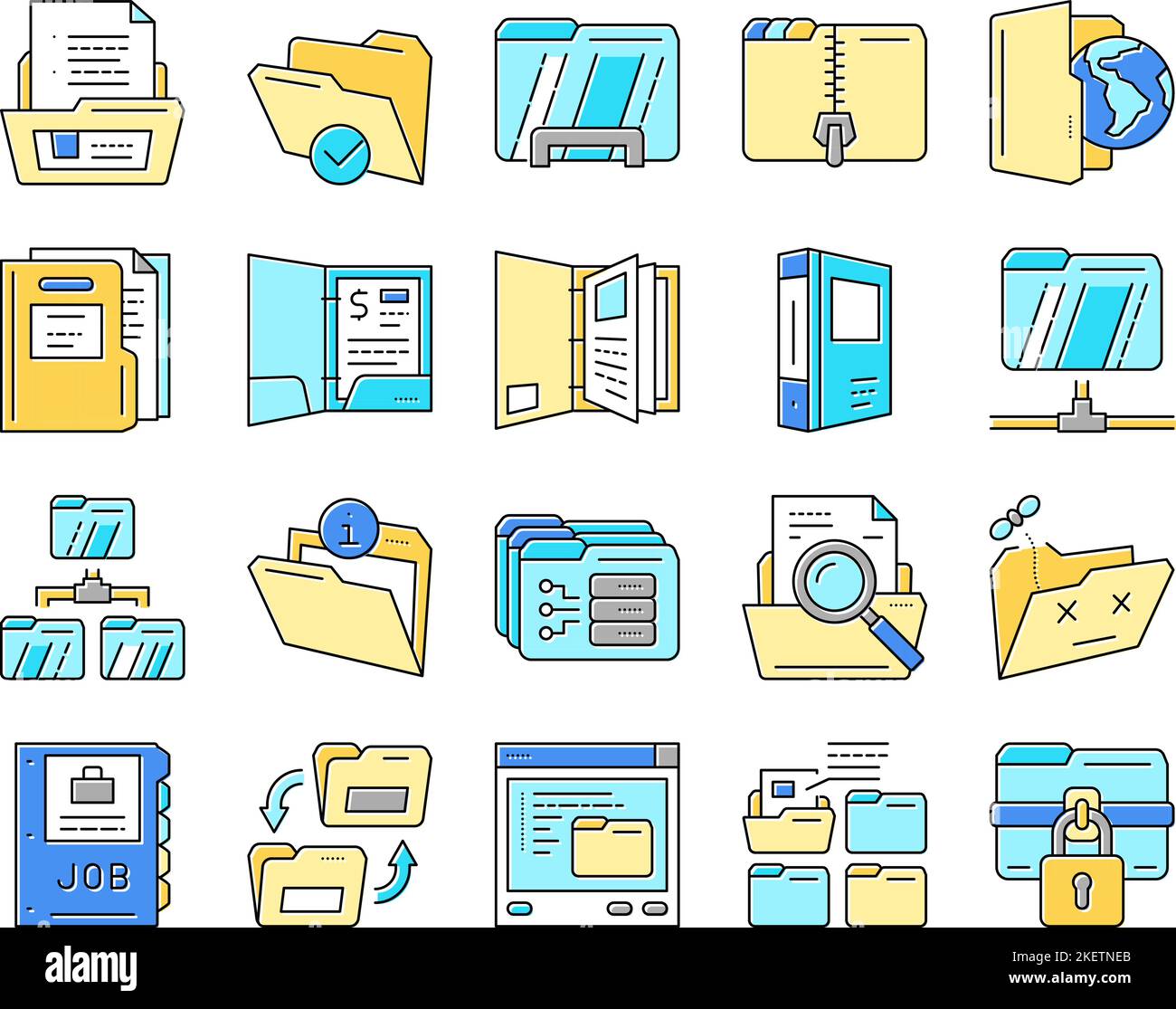 folder paper business file empty icons set vector Stock Vector Image ...