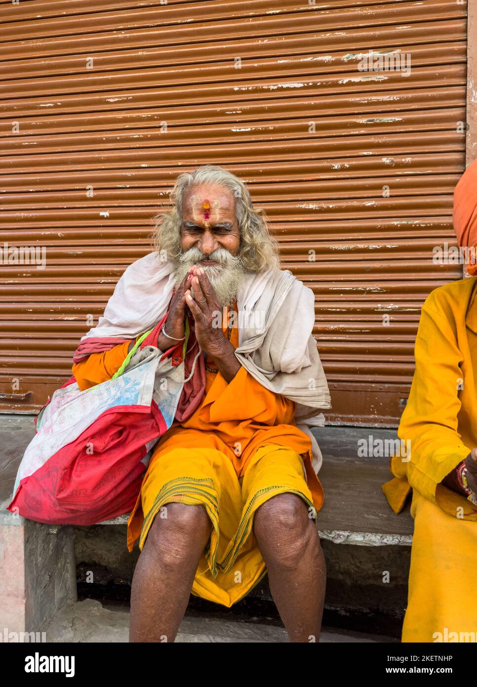 Pushkar, Rajasthan, India - November 2022: Portrait of an old sadhu ...