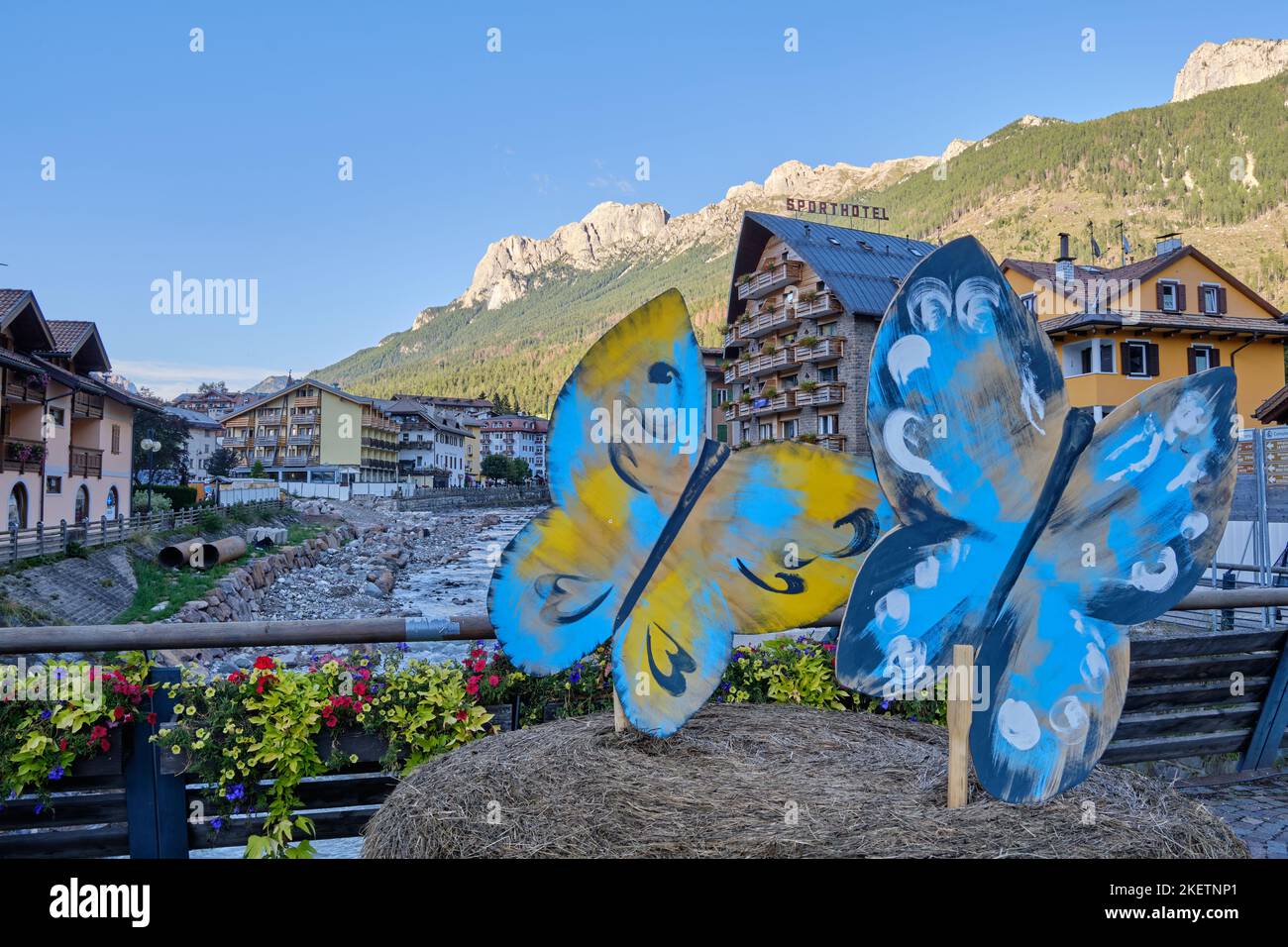 View of city of Moena in the Dolomites, Italy Stock Photo - Alamy
