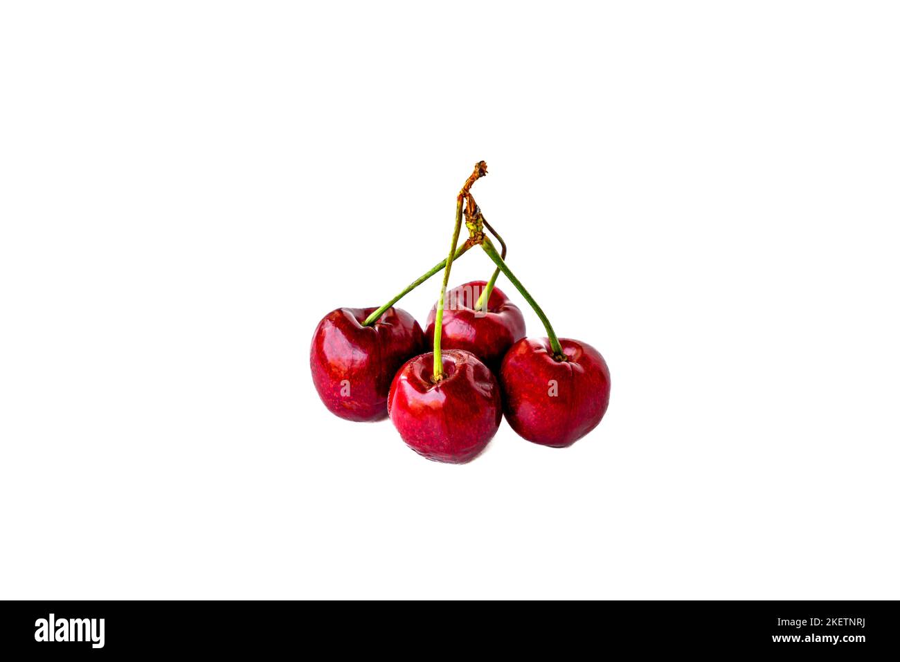 Bunch of red cherries isolated on white background. with clipping path ...