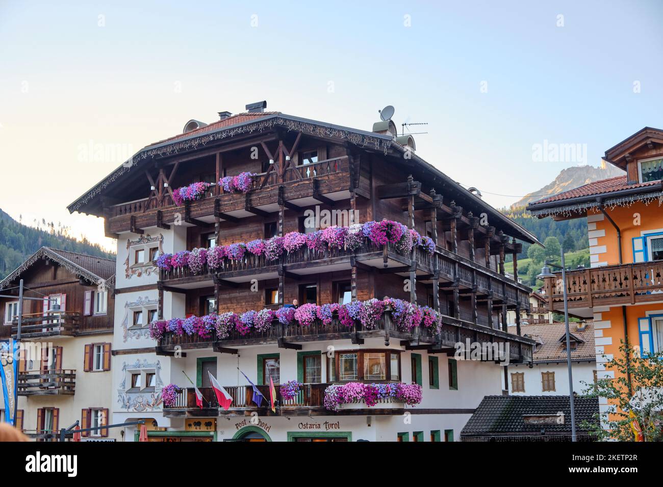 View of city of Moena in the Dolomites, Italy Stock Photo - Alamy