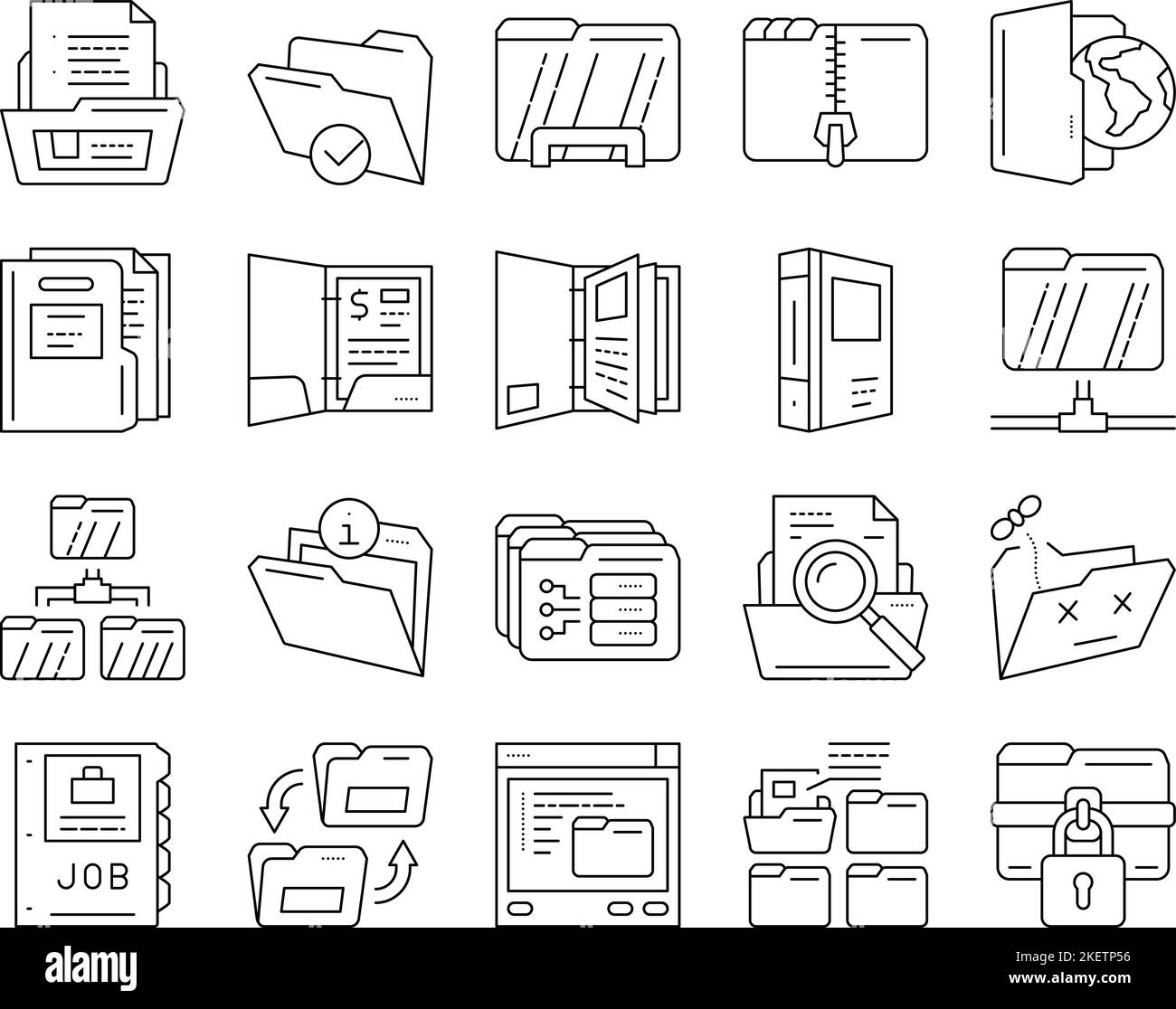 folder paper business file empty icons set vector Stock Vector Image ...