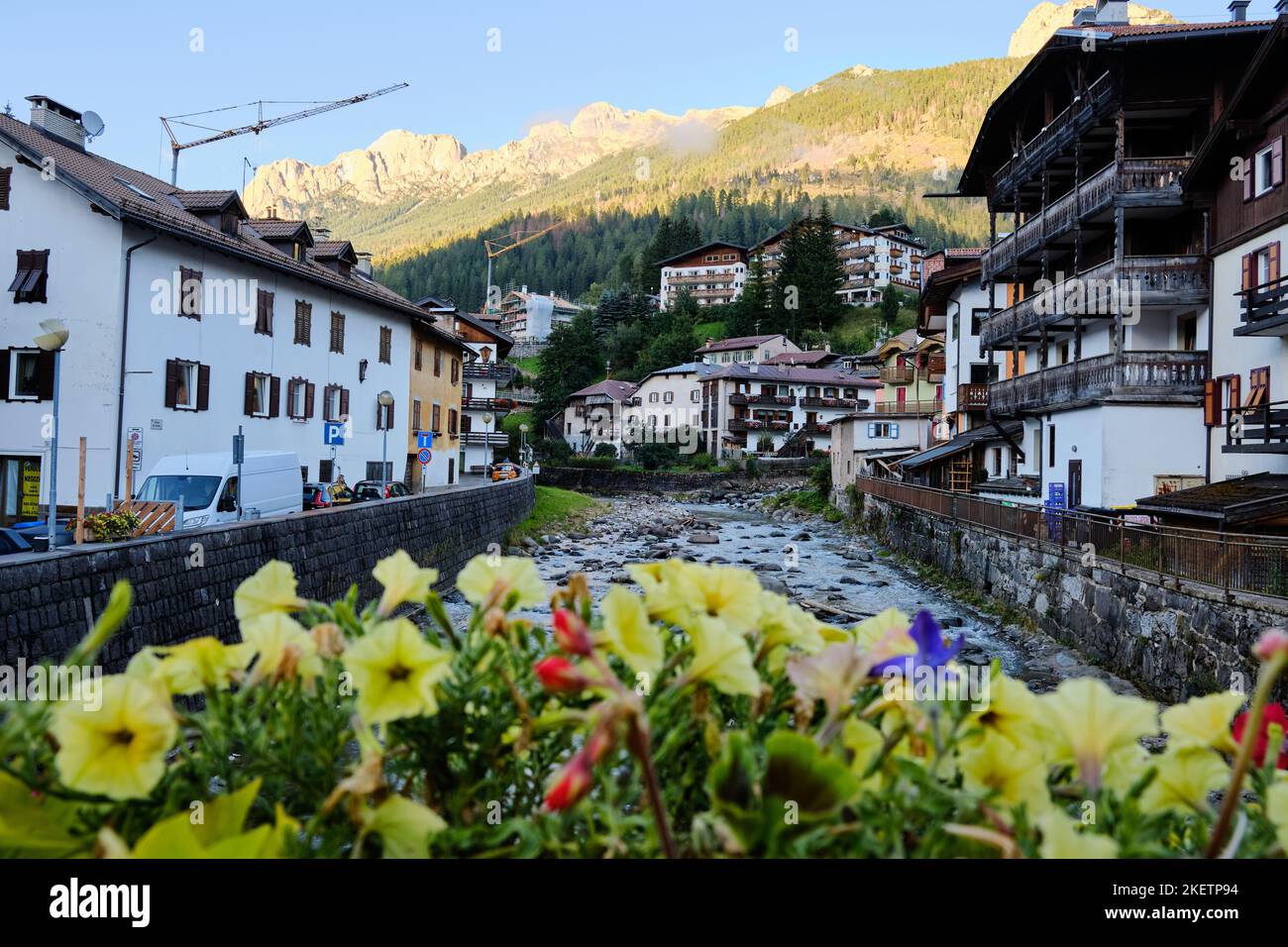 View of city of Moena in the Dolomites, Italy Stock Photo - Alamy
