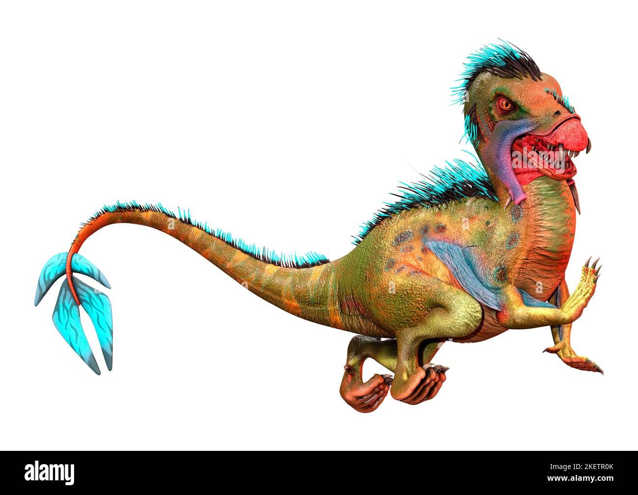 3D rendering of a science fiction alien dinosaur isolated on white ...