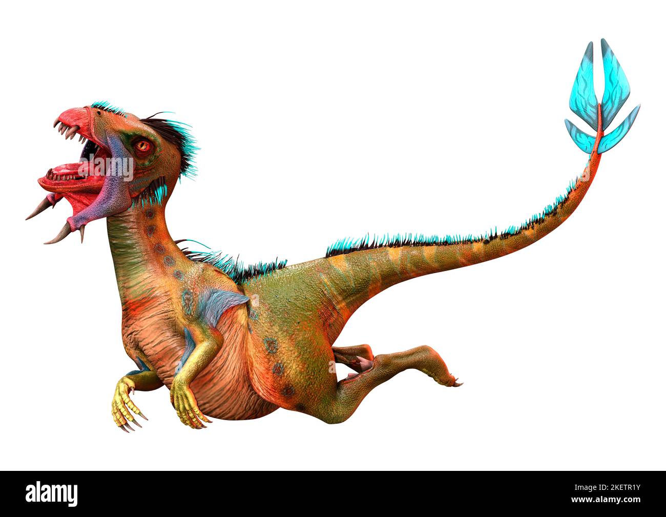 3D rendering of a science fiction alien dinosaur isolated on white ...