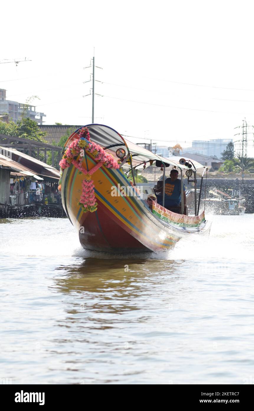 Bangkok longtail boat canal colorfull water river asian culture Stock ...