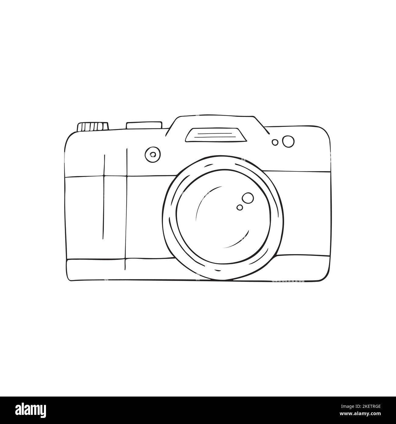 Vector hand drawn doodle sketch photo camera isolated on white ...