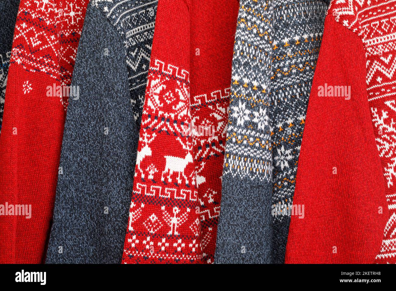 Various knitted Christmas turtleneck pullovers with nordic geometric ...