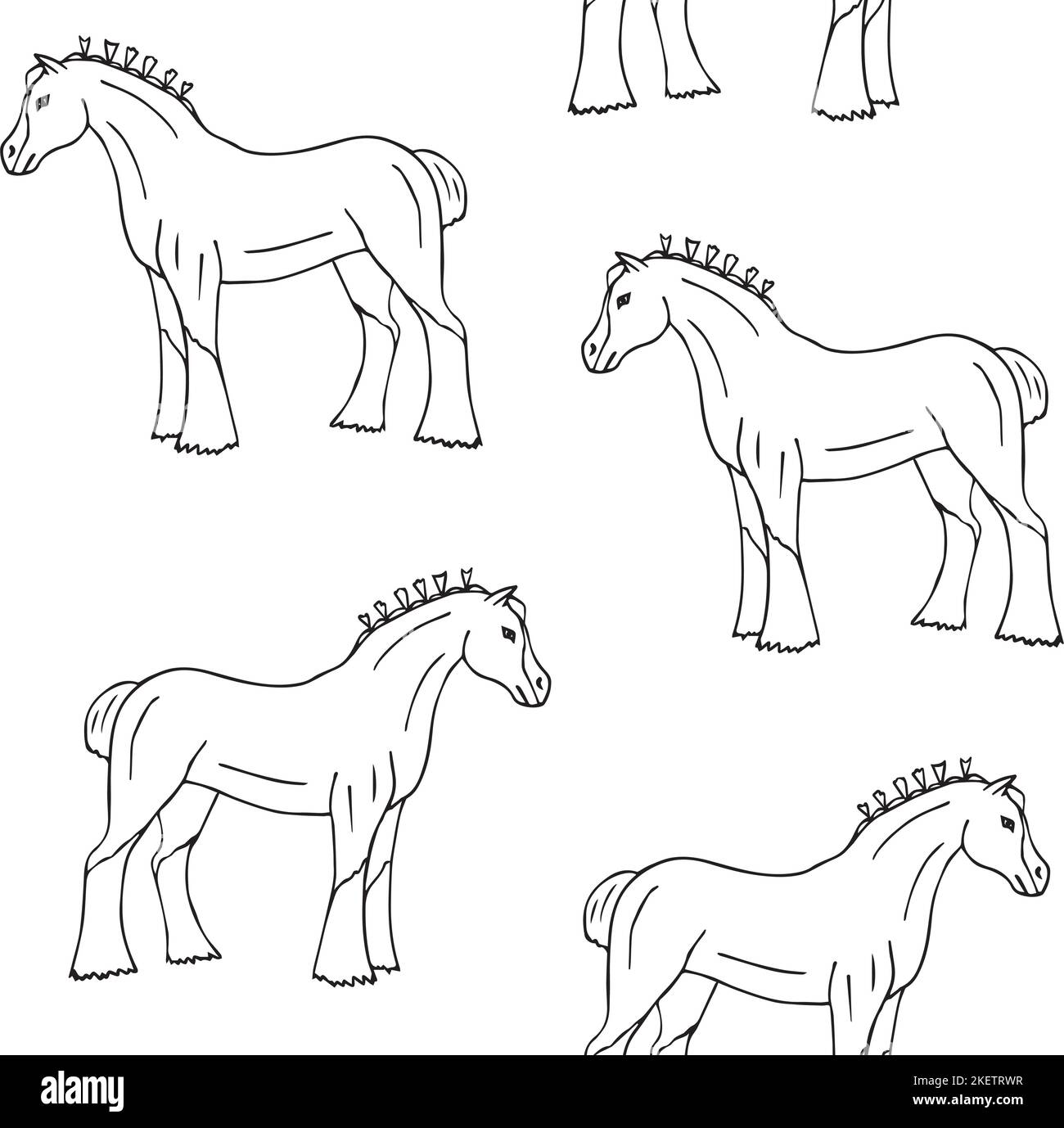 Vector seamless pattern of hand drawn shire horse Stock Vector Image ...
