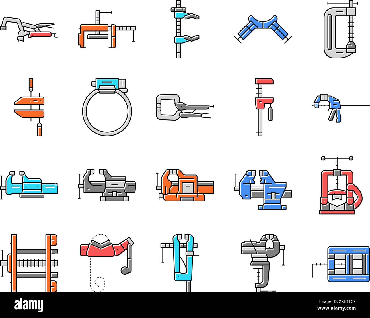 clamp vice grip tool metal icons set vector Stock Vector Image & Art ...