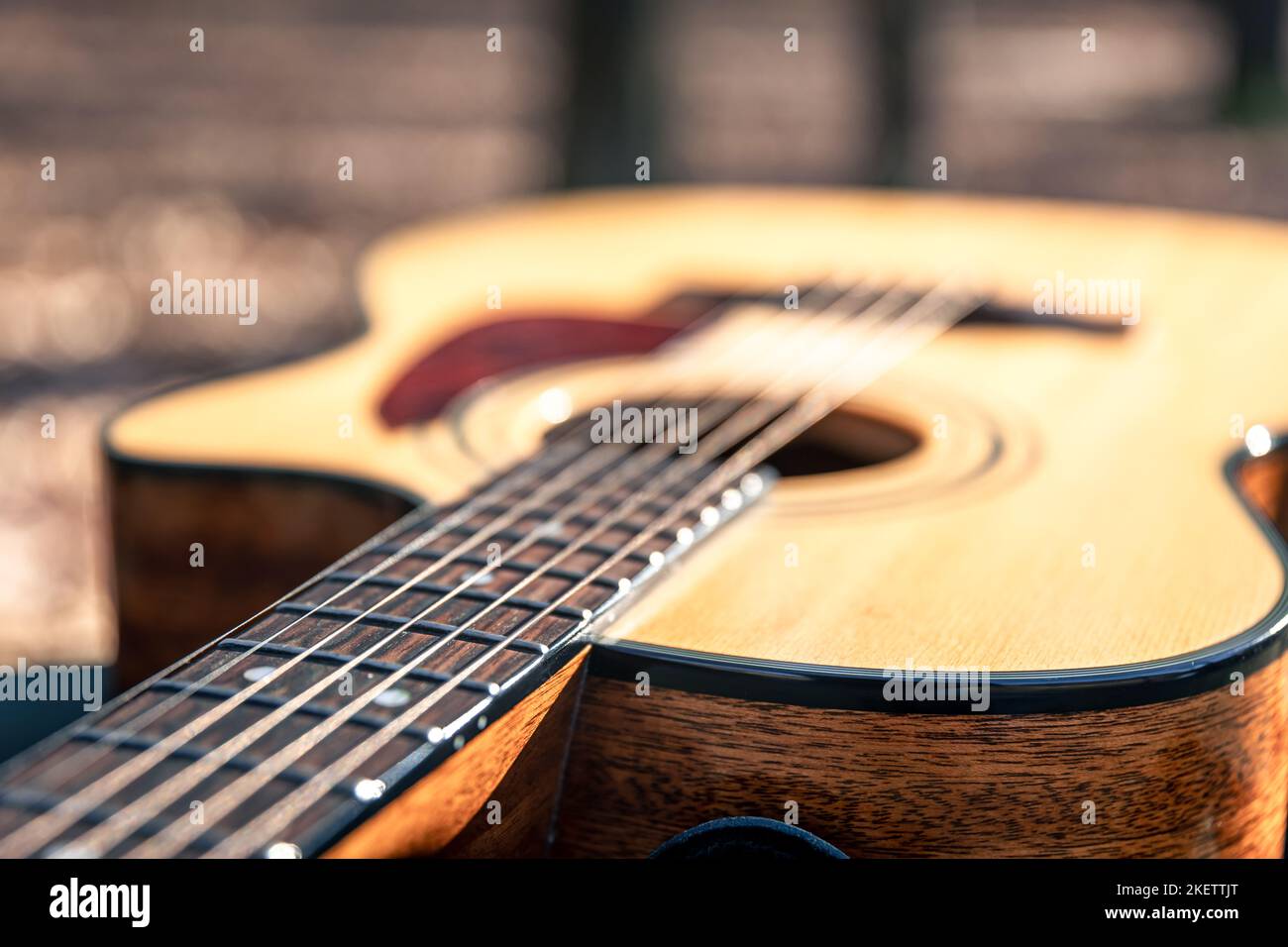 Close-up, classical acoustic guitar, soft focus in daylight Stock Photo ...