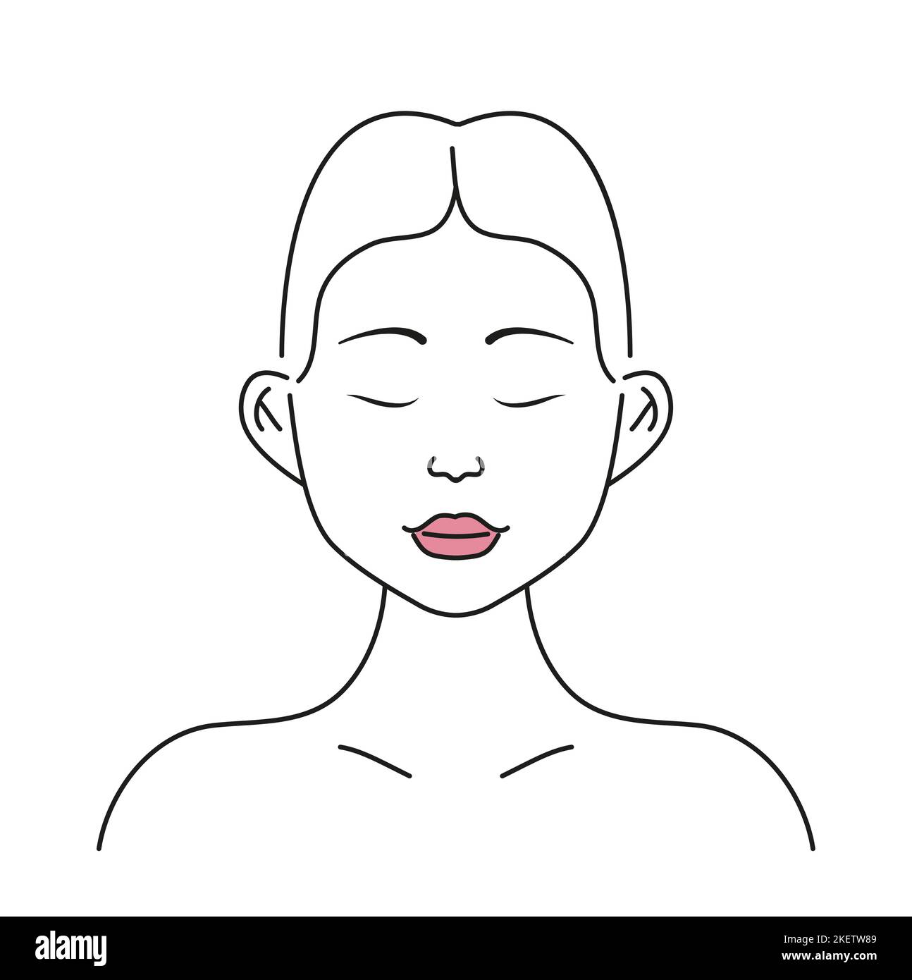 Facial massage. Facial skin care at home. Beautiful girl applies cream ...