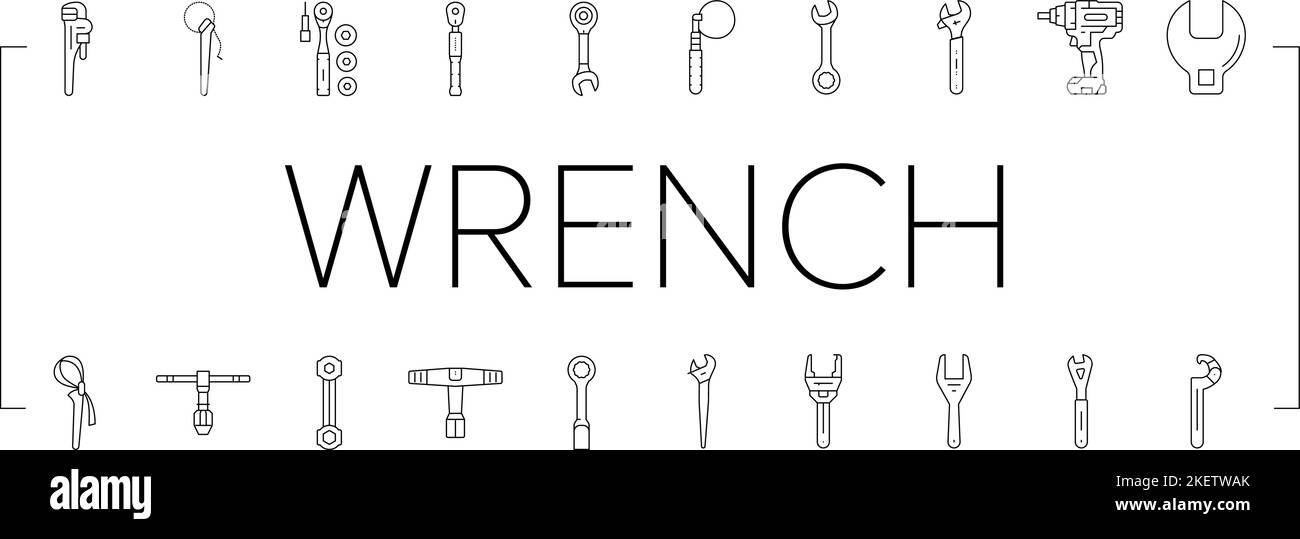 wrench tool spanner repair icons set vector Stock Vector Image & Art ...