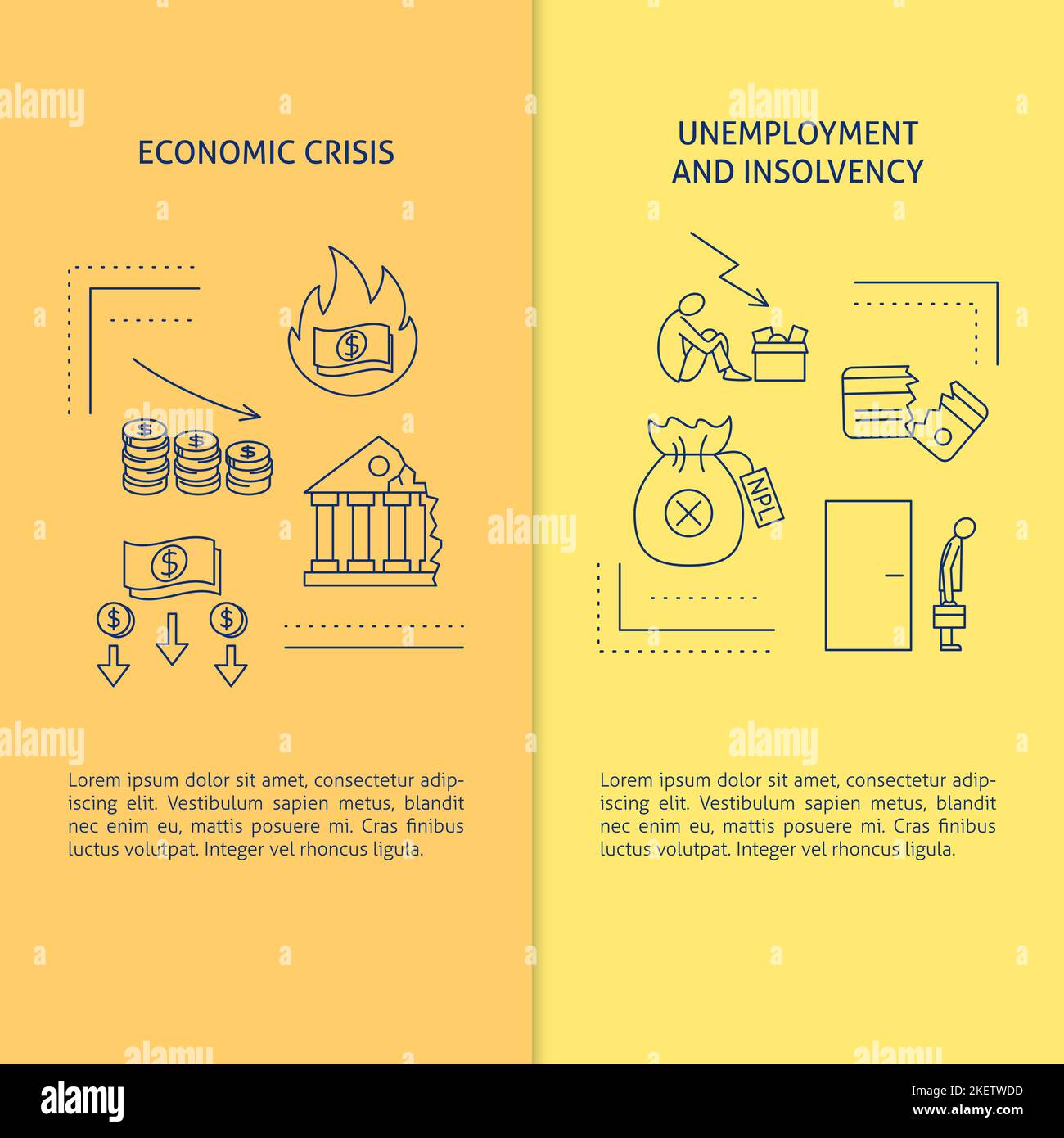 Economics and finance problems banner template. Economic crisis ...