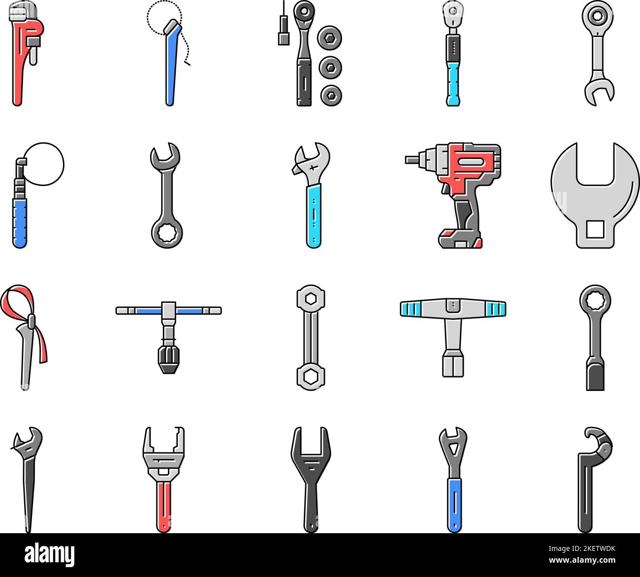 wrench tool spanner repair icons set vector Stock Vector Image & Art ...