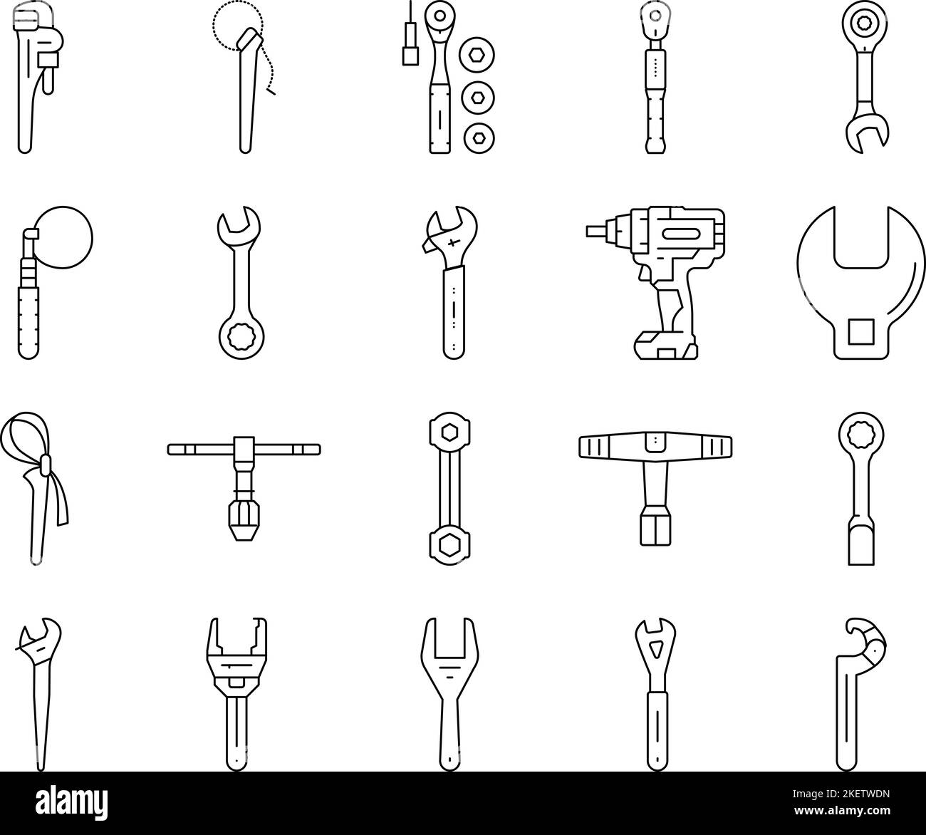 wrench tool spanner repair icons set vector Stock Vector Image & Art ...