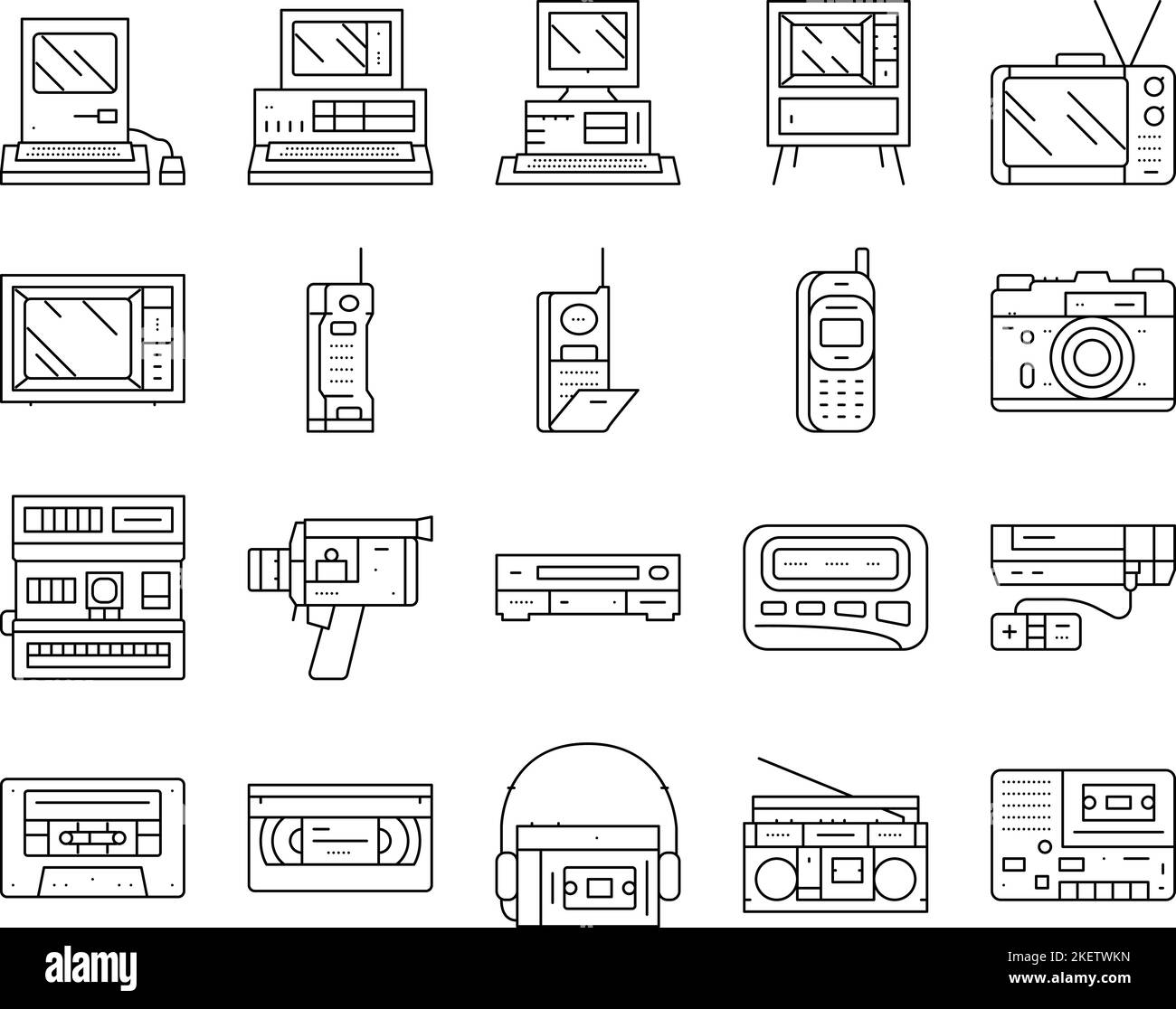 retro gadget technology device icons set vector Stock Vector Image ...