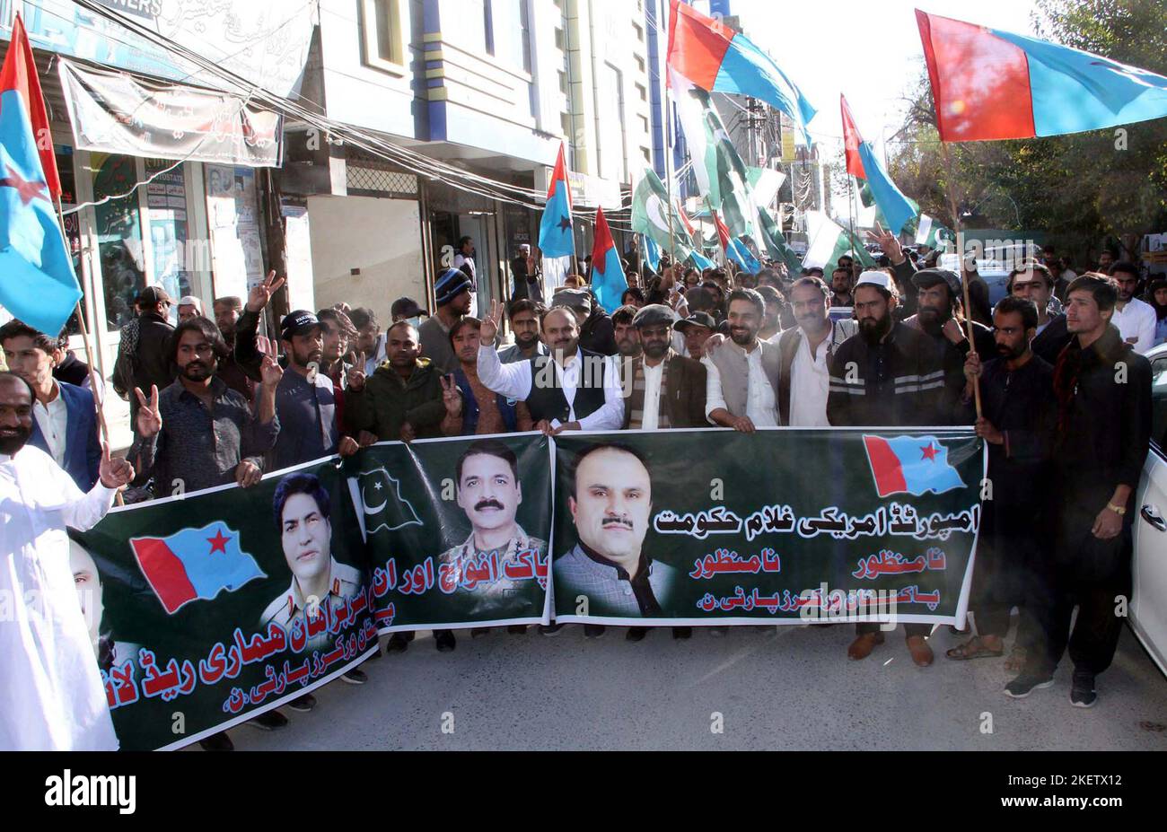 Gujranwala, Pakistan, November 14, 2022. Members of Pakistan Workers ...