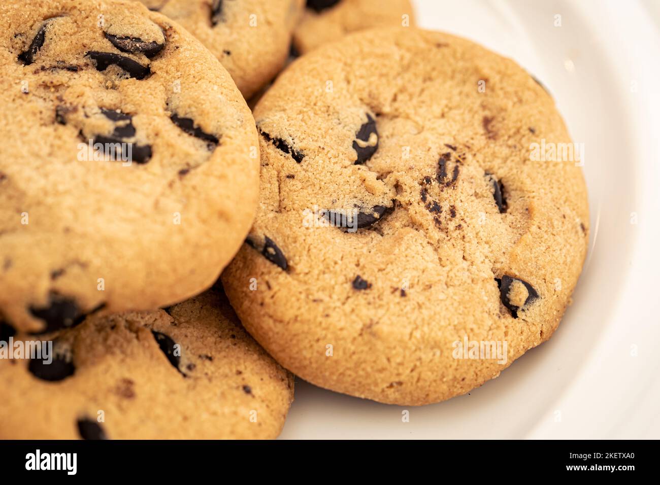 Cookies with chocolate chips close-up, food background Stock Photo - Alamy