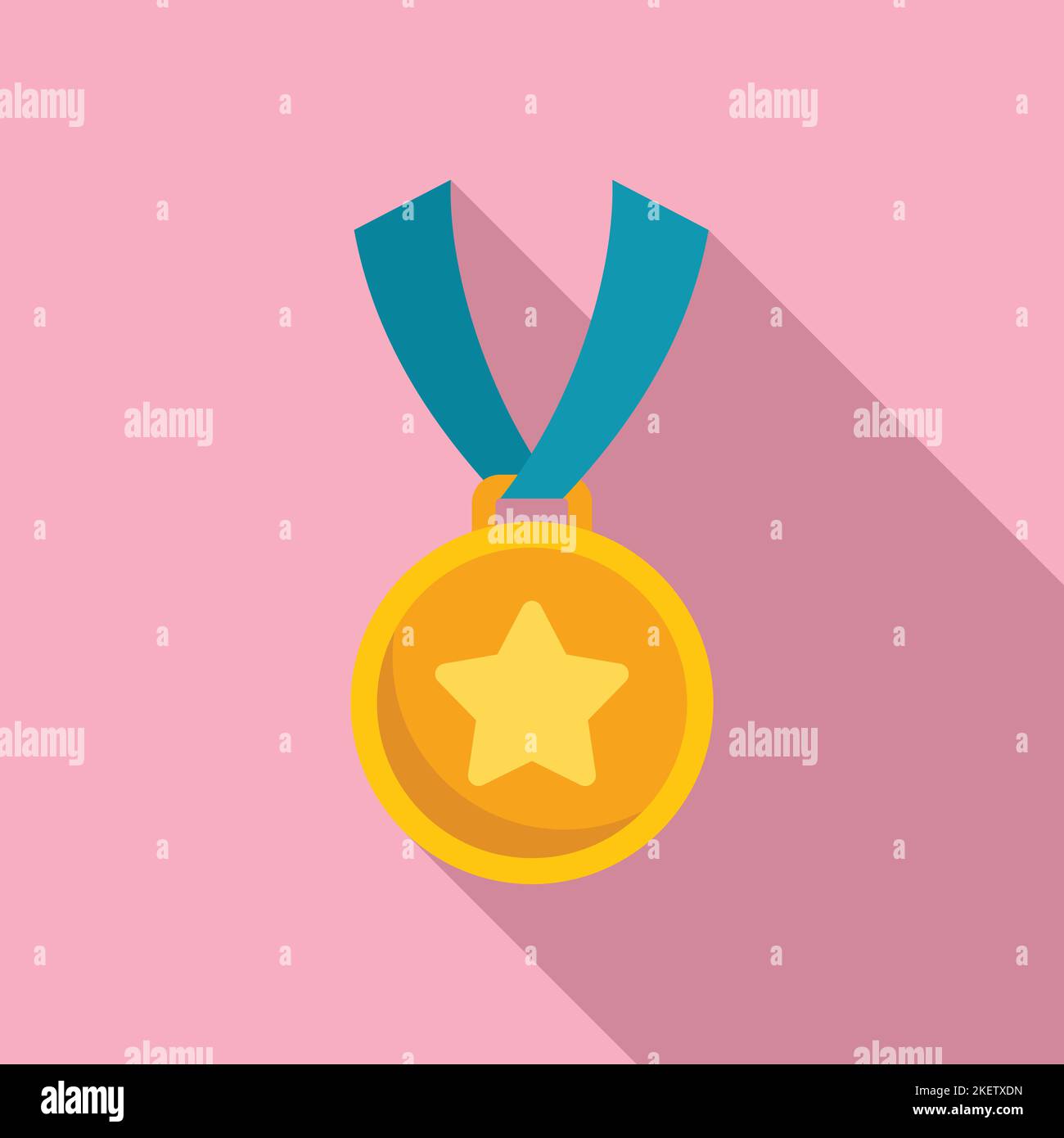 Gold medal icon flat vector. Customer service. Client rate Stock Vector ...