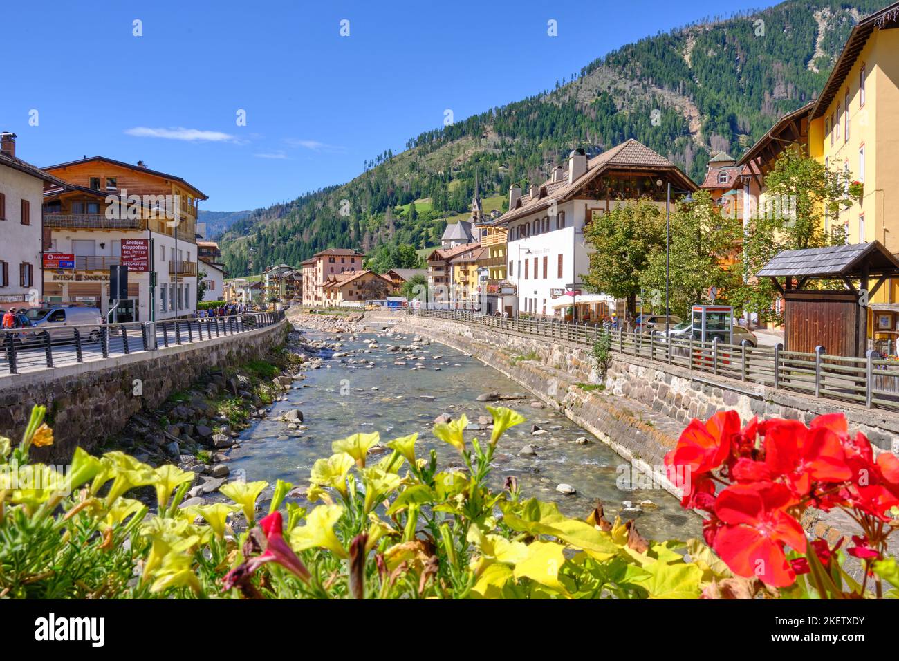 View of city of Moena in the Dolomites, Italy Stock Photo - Alamy