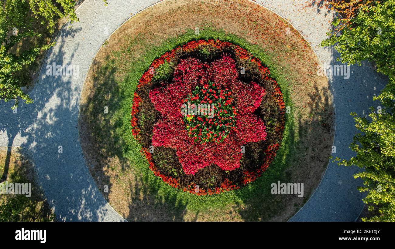 Aerial photo taken on October 13, 2022. shows Park of King Peter ...