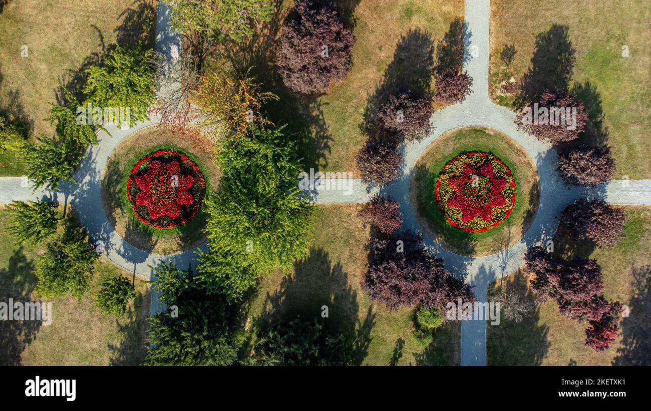 Aerial photo taken on October 13, 2022. shows Park of King Peter ...