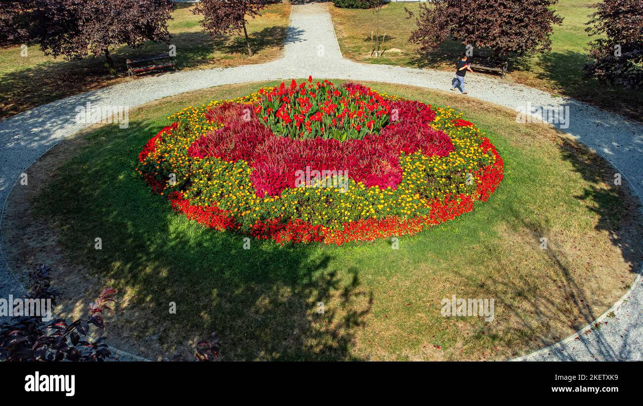 Aerial photo taken on October 13, 2022. shows Park of King Peter ...