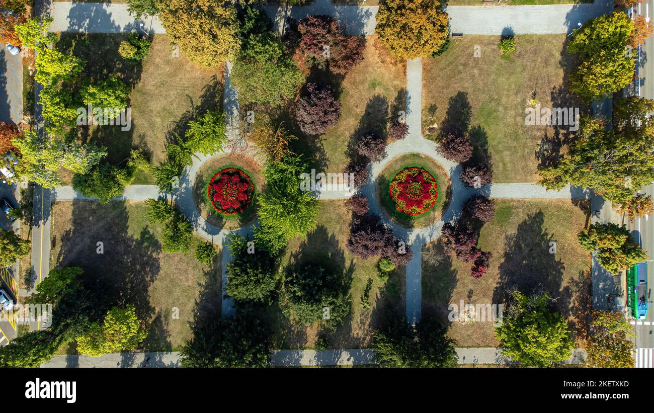 Aerial photo taken on October 13, 2022. shows Park of King Peter ...