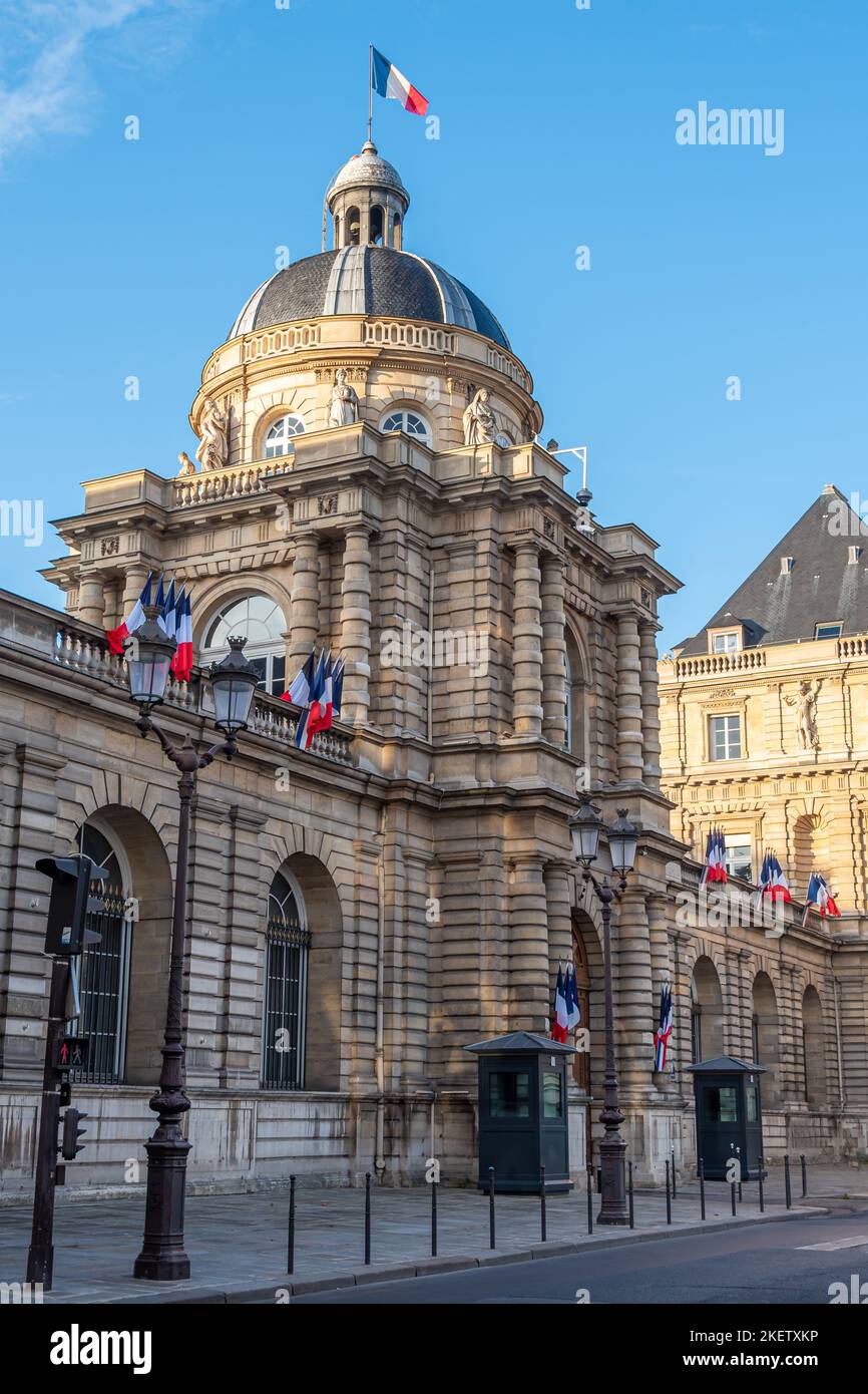View of the Luxembourg Palace with its famous dome, the building ...