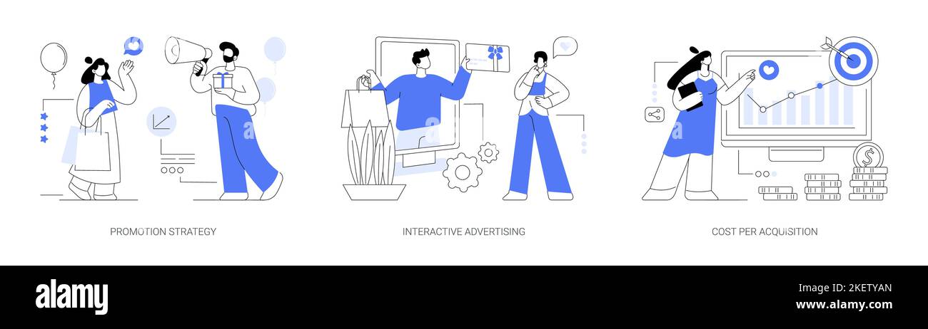 Online product promotion abstract concept vector illustrations Stock ...